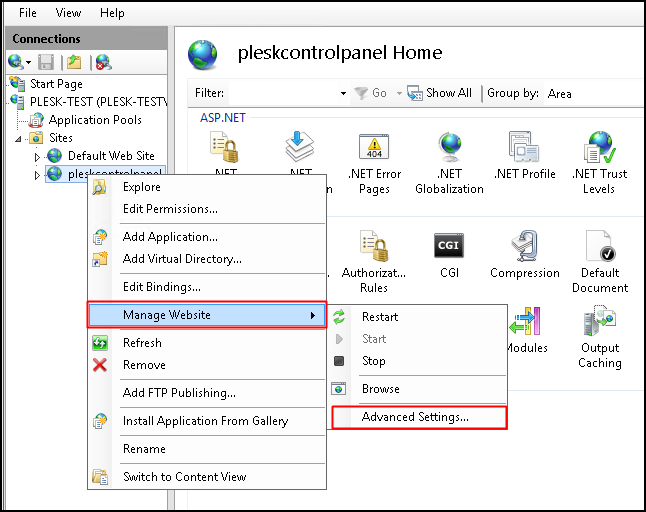 Change Application Pool of a Website in IIS - Diadem Technologies : Support Knowledgebase